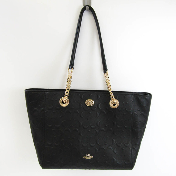 Coach | Bags | Coach Signature 57732i Womens Leather Tote Bag Black ...